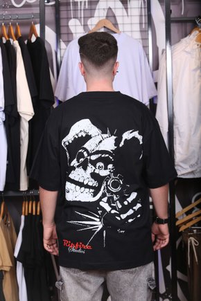 Camiseta Oversized Deadshot Skull Algodão - Preto